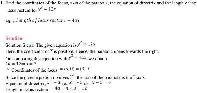 NCERT Solutions for Class 11 Maths Chapter 11 Conic Sections Ex 11.2 - MCQ Questions