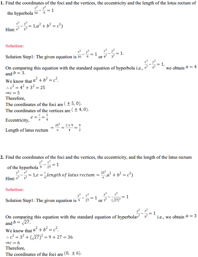 NCERT Solutions for Class 11 Maths Chapter 11 Conic Sections Ex 11.4 - MCQ Questions